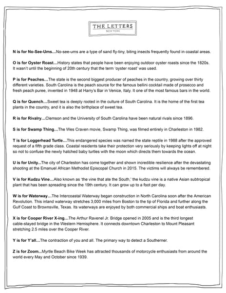 South Carolina ABC Print Limited Edition – The Letters NYC